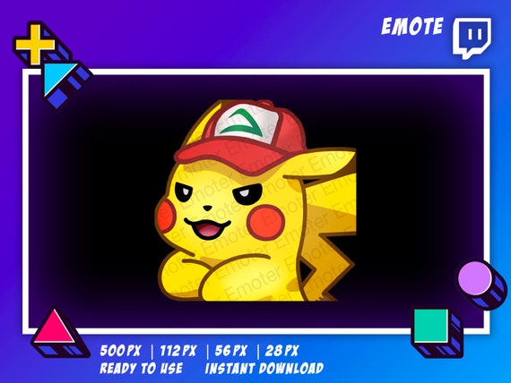 Twitch Pokemon Emote Ash Hat Pikachu Smug Kawaii - Etsy