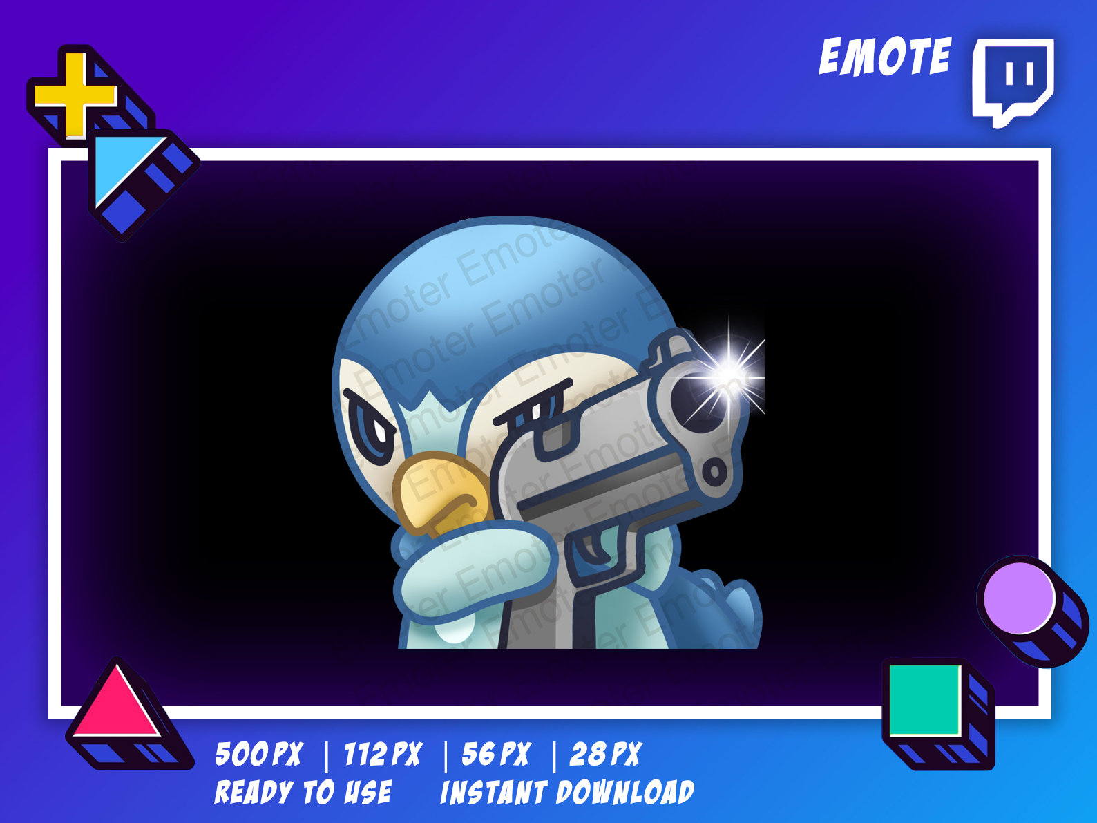 Twitch Pokemon Emote - Piplup Gun - Arceus Pokemon - Kawaii - Digital ...