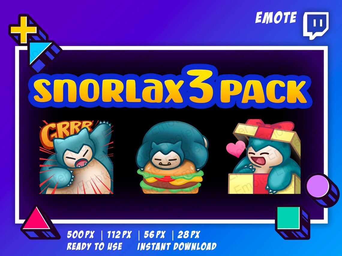 Twitch Pokemon Emote Snorlax Emotes Pack Grrr Burger - Etsy