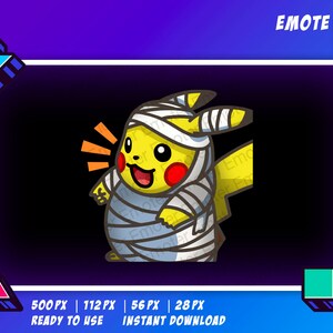 Twitch Pokemon Emote - Pikachu Halloween Mummy Costume Cosplay ...