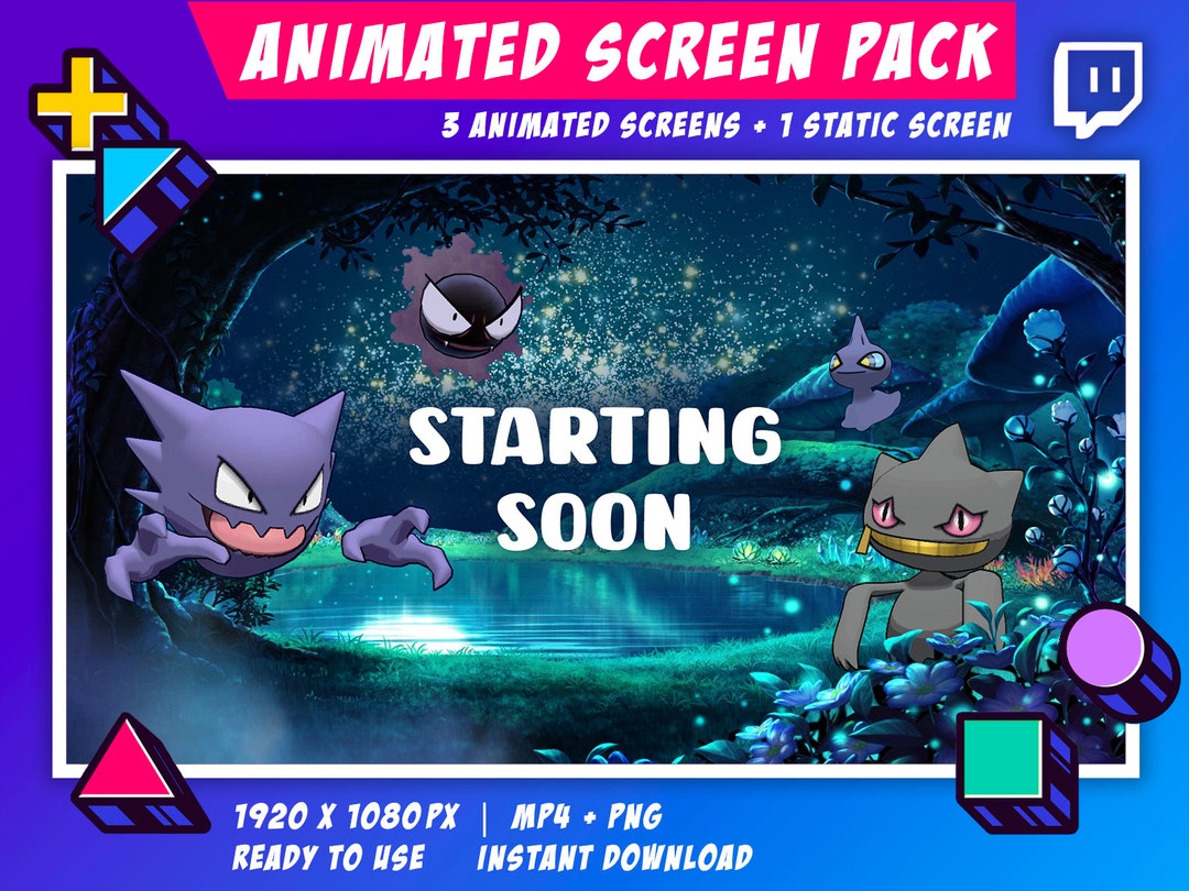 Twitch Animated Stream Screen Pack - Ghost Pokemon Lake Theme ...
