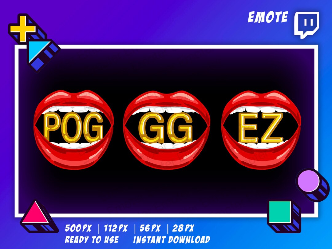 Twitch Emote Pack - Lips - POG, GG, EZ - Digital Art - Etsy