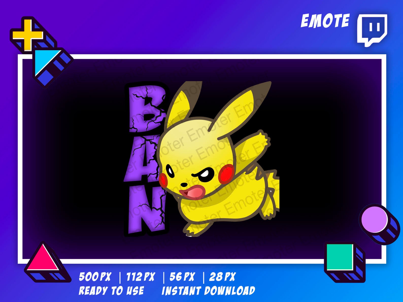 Twitch Pokemon Emote Pikachu Ban Scarlet Violet Pokemon Kawaii Digital ...