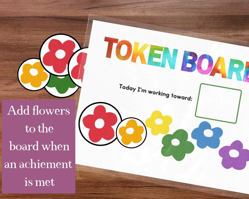 Flower Token Board With Rainbow Colors Digital Download Cute for Kids ...