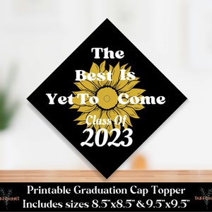 Grad Cap Topper Printable DIY Sunflower Graduation Cap - Etsy
