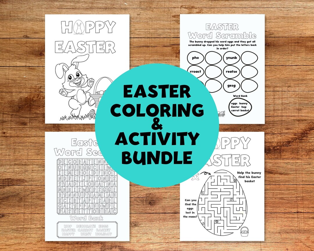 Easter Coloring and Activity Page Bundle 4 Pack - Etsy