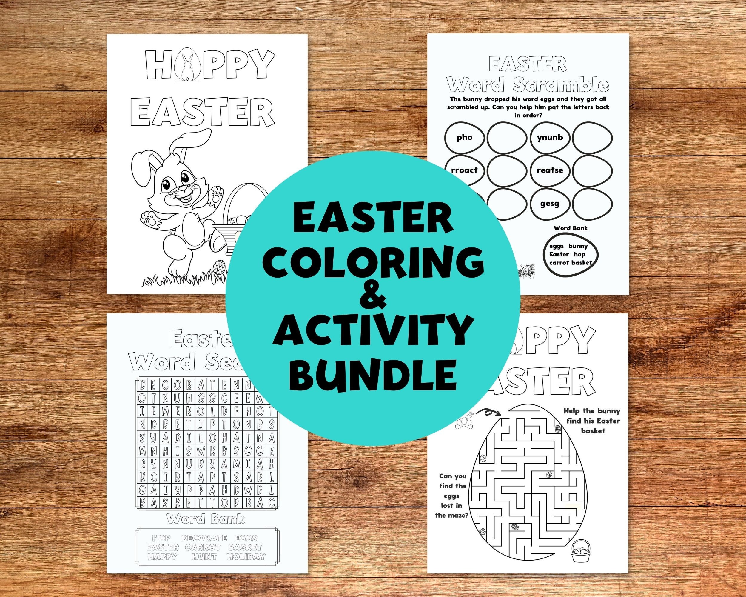 Easter Coloring and Activity Page Bundle 4 Pack - Etsy