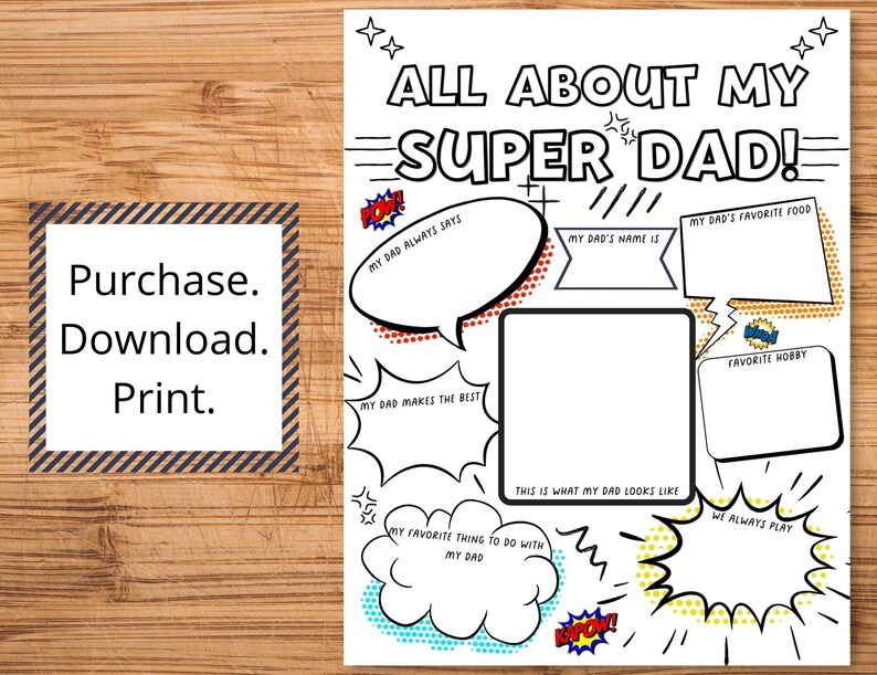 Super Dad Father's Day Printable, Comic Book Fathers Day About My Dad ...