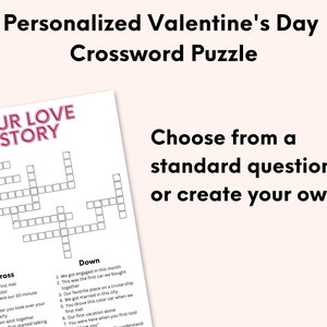 Personalized Valentine's Day Crossword Puzzle, Custom Valentine's Day ...