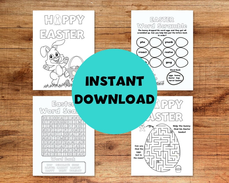 Easter Coloring and Activity Page Bundle 4 Pack - Etsy