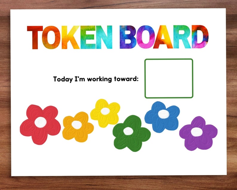 Flower Token Board With Rainbow Colors Digital Download Cute for Kids ...