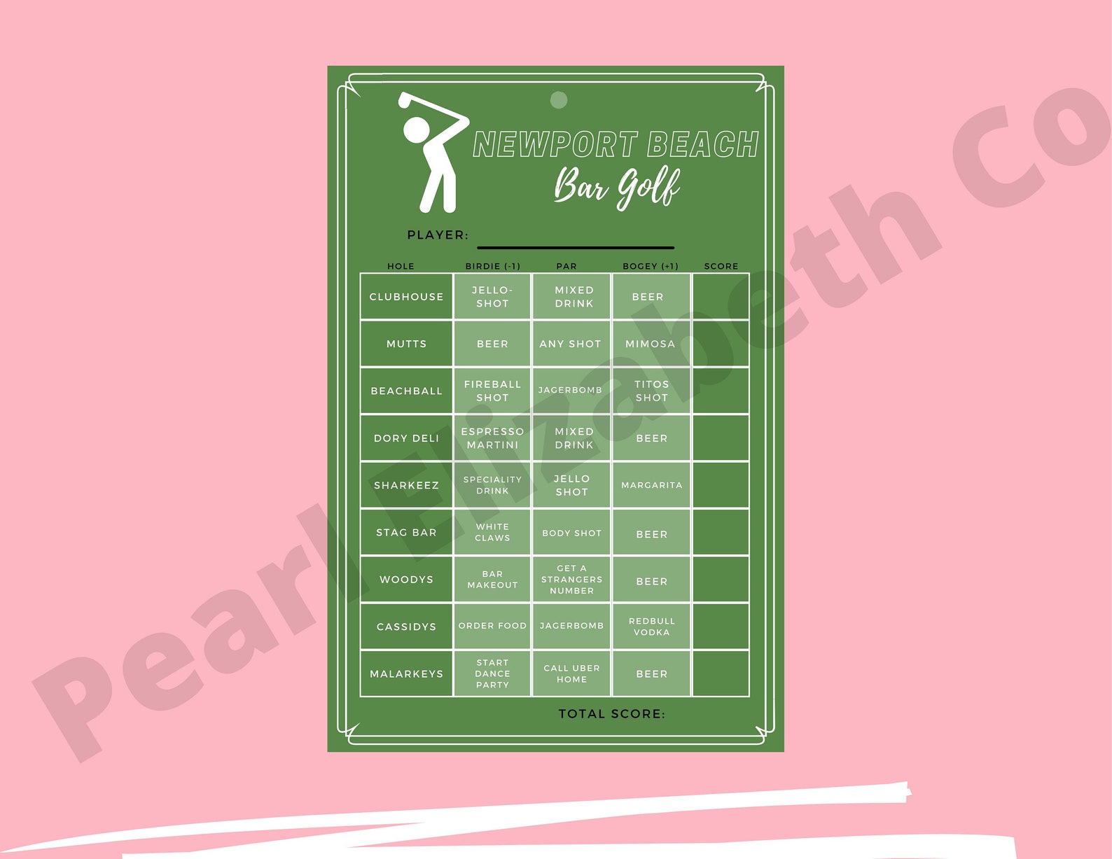 Custom Bar/pub Golf (digital Download) Scorecard - Etsy