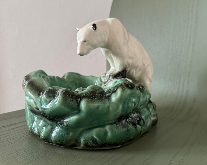 Vintage Ceramic Polar Bear Bowl: 1960s Jewelry Dish - Etsy