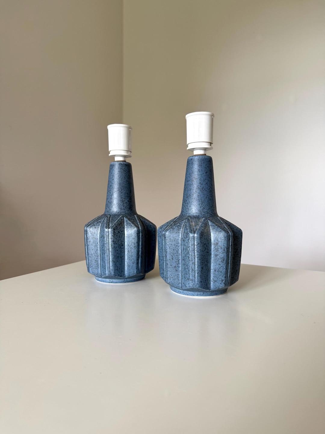 Pair SØHOLM EINAR JOHANSEN Ceramic Table Lamp/lamp Foot, Harefur Glaze ...