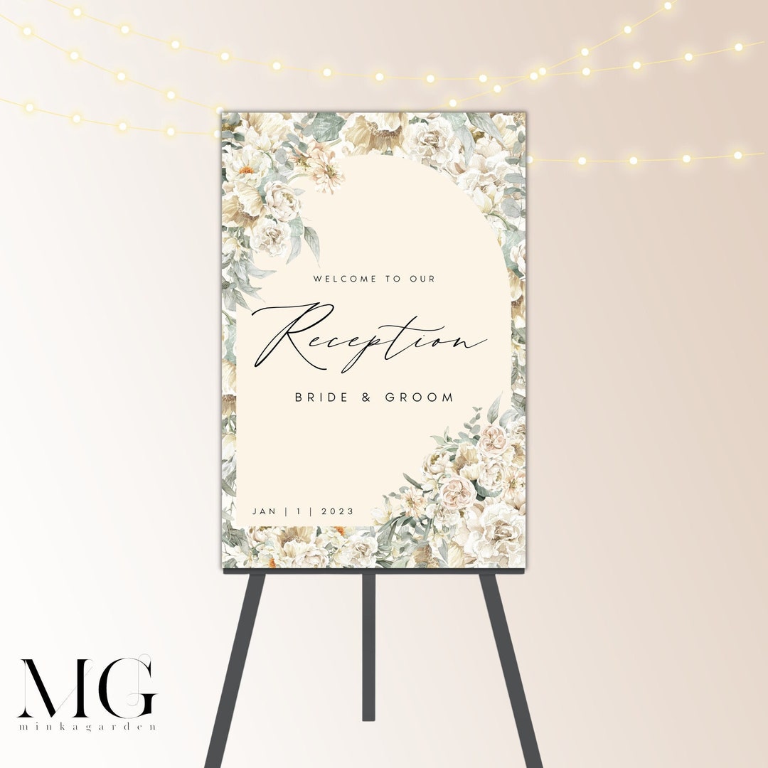 Floral Reception Wedding Sign - Digital File - Etsy