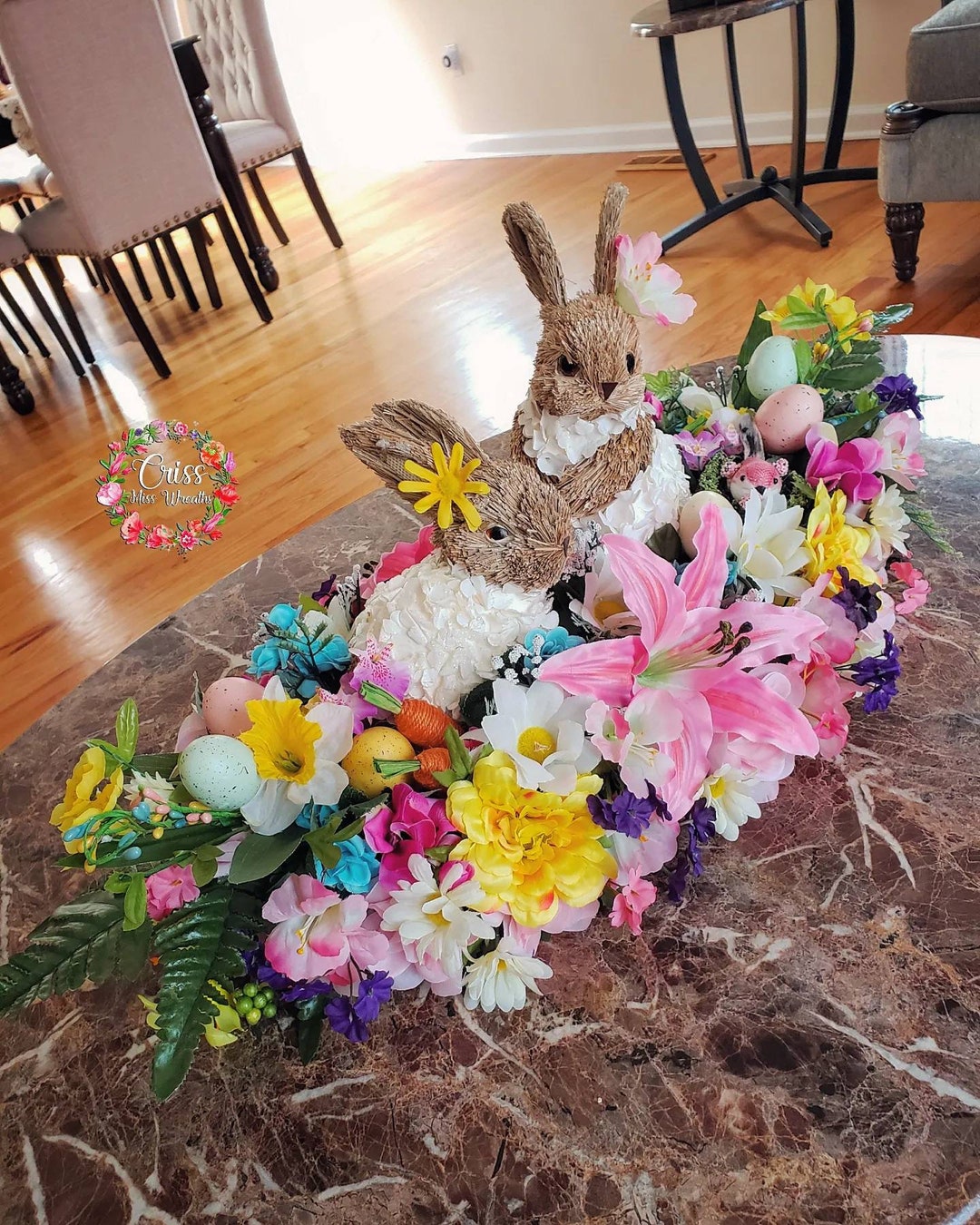 Easter Bunny Centerpiece, Easter Centerpiece, Easter Table Arrangement ...