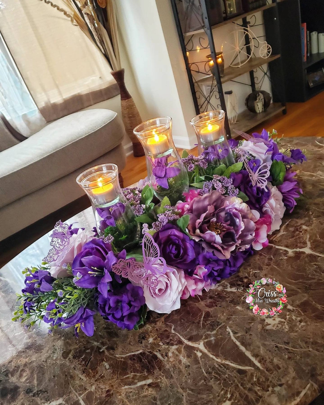 Purple Spring Centerpiece, Lavendar Centerpiece, Purple Floral ...