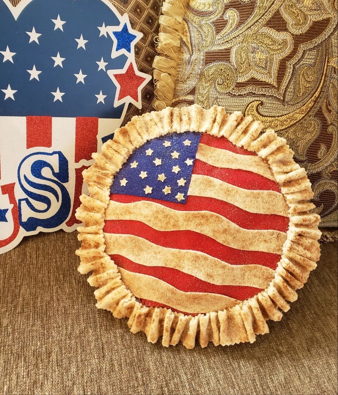 Patriotic Fake Pie, Faux Patriotic Pie, Faux Pie, Primitive Pie, Fake ...