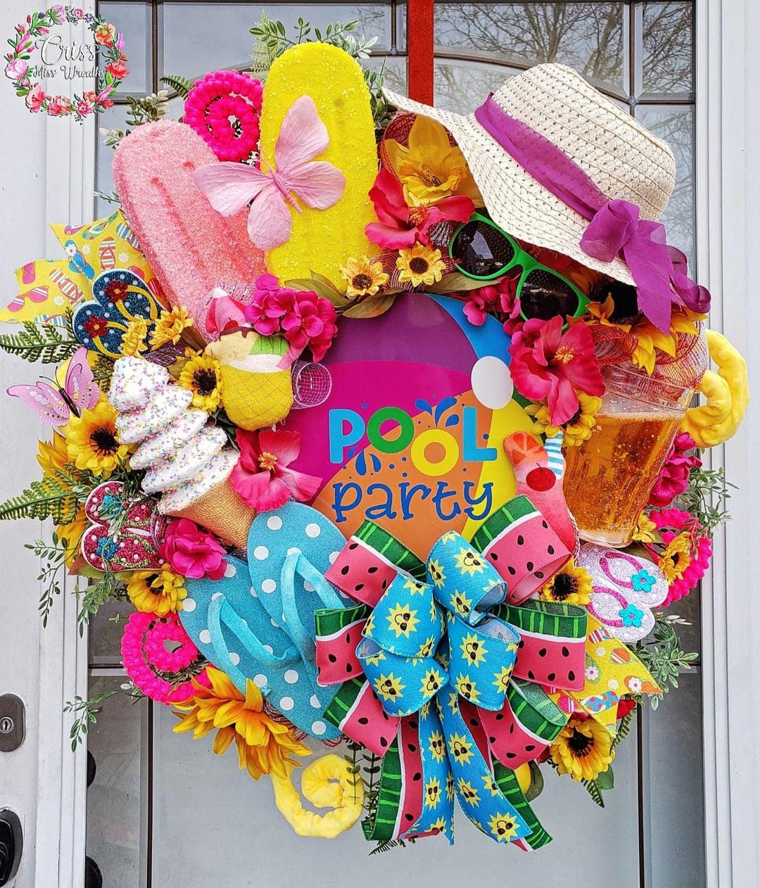 Summer Wreath, Pool Party Wreath, Beach Wreath, Flip Flops Wreath ...