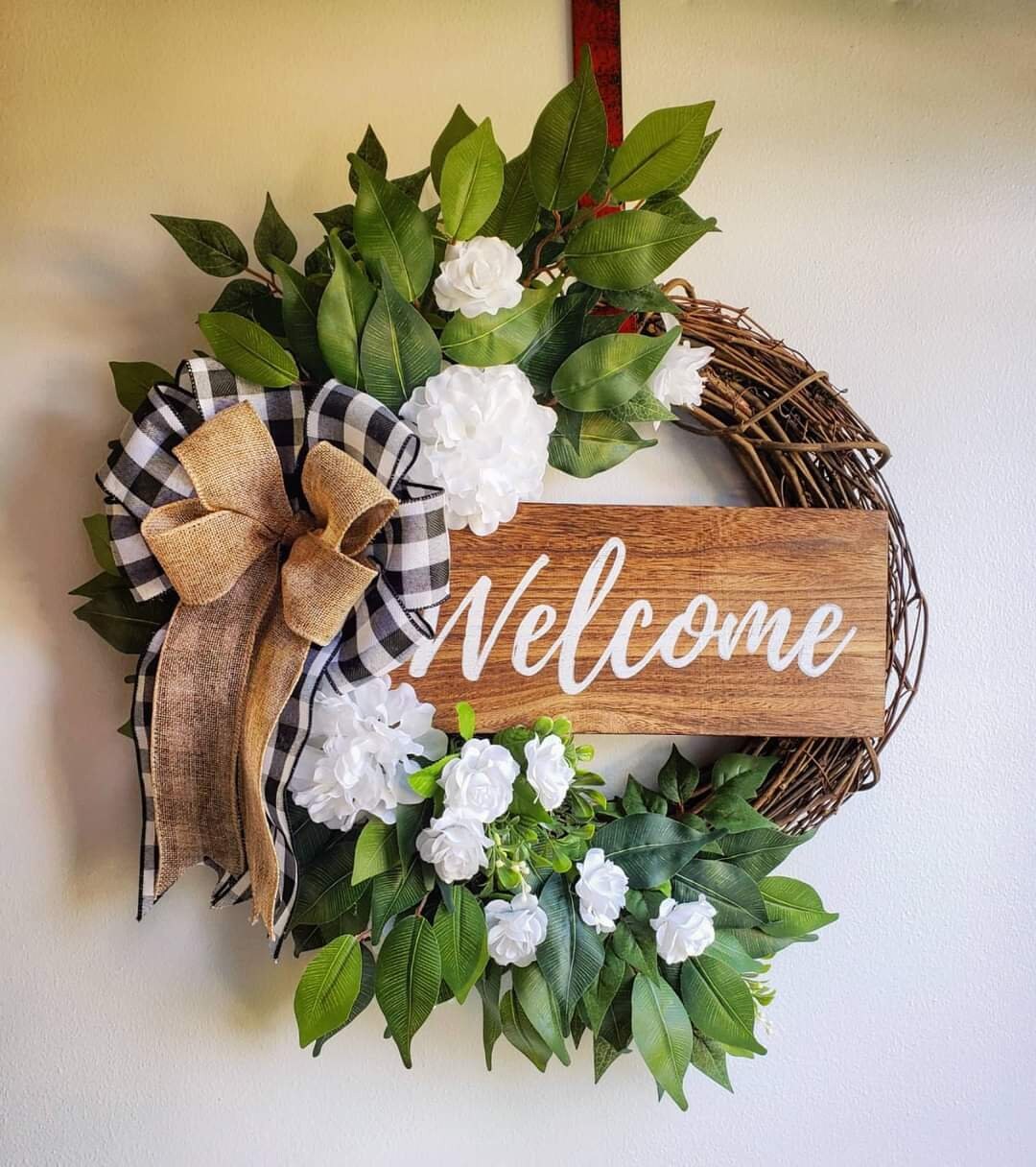 Greenery Farmhouse Wreath, White Carnation Wreath, Farmhouse Wreath ...