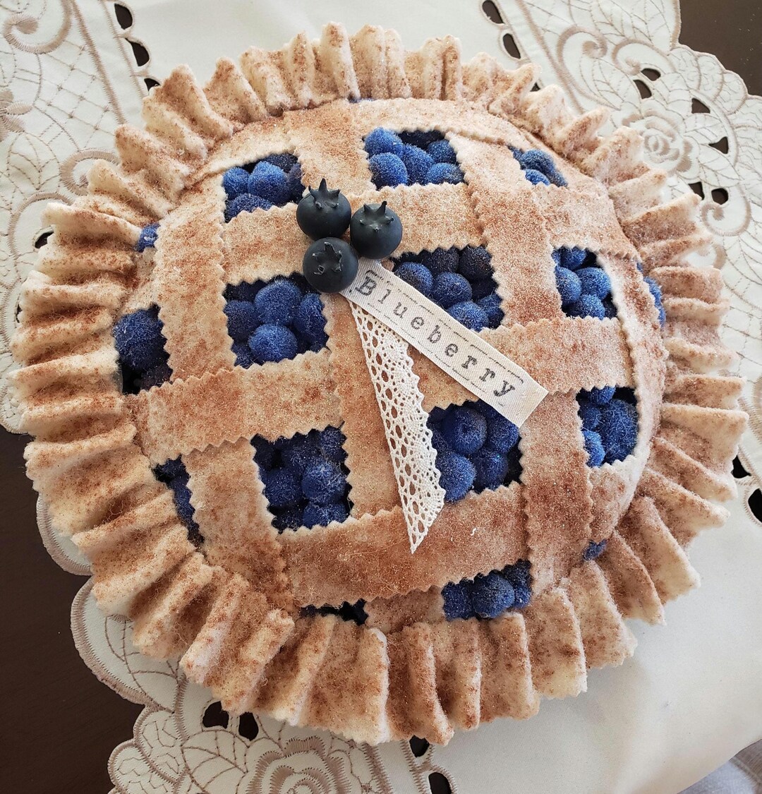 Fake Blueberry Pie, Faux Blueberry Pie, Faux Pie, Primitive Pie, Fake ...