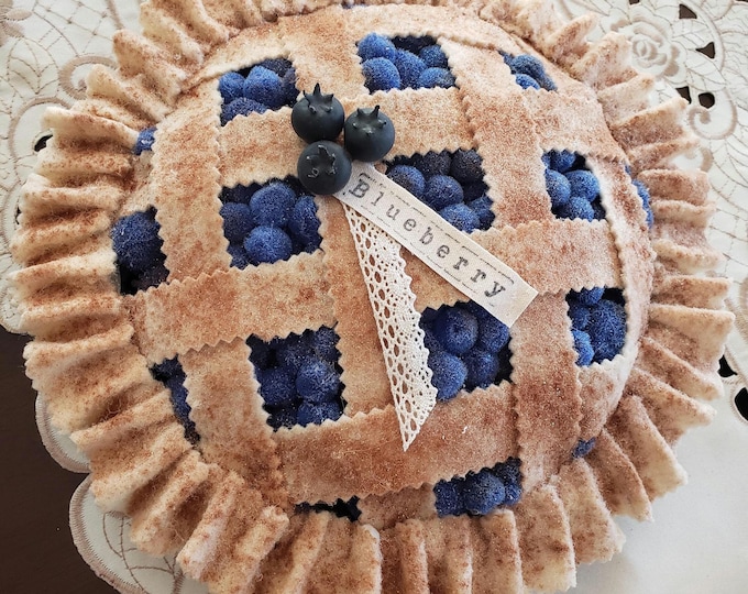 Fake Blueberry Pie, Faux Blueberry Pie, Faux Pie, Primitive Pie, Fake ...