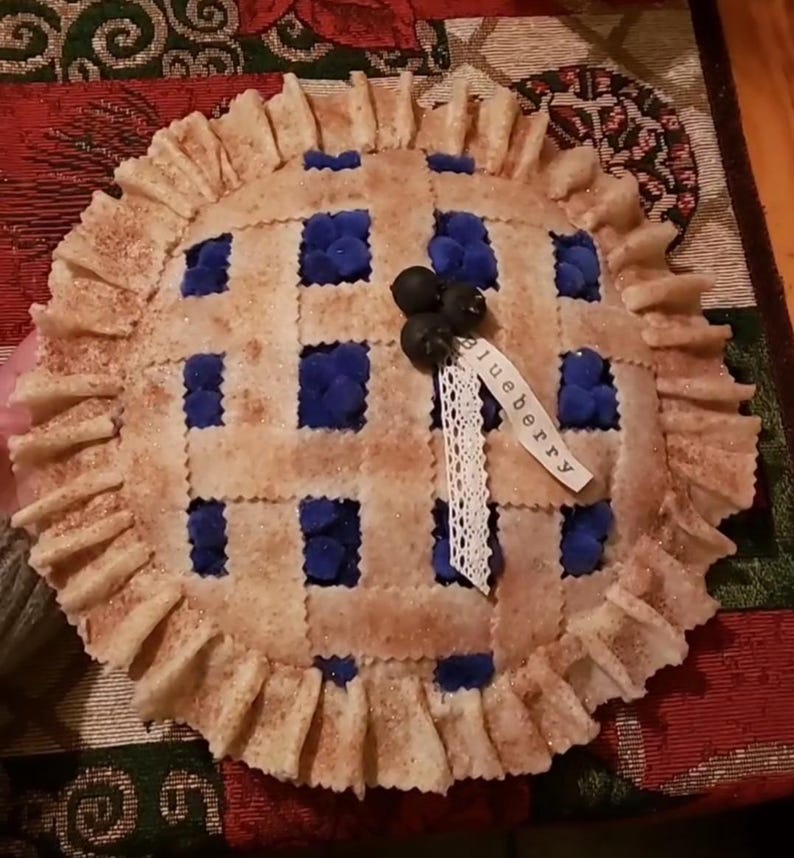 Fake Blueberry Pie, Faux Blueberry Pie, Faux Pie, Primitive Pie, Fake ...