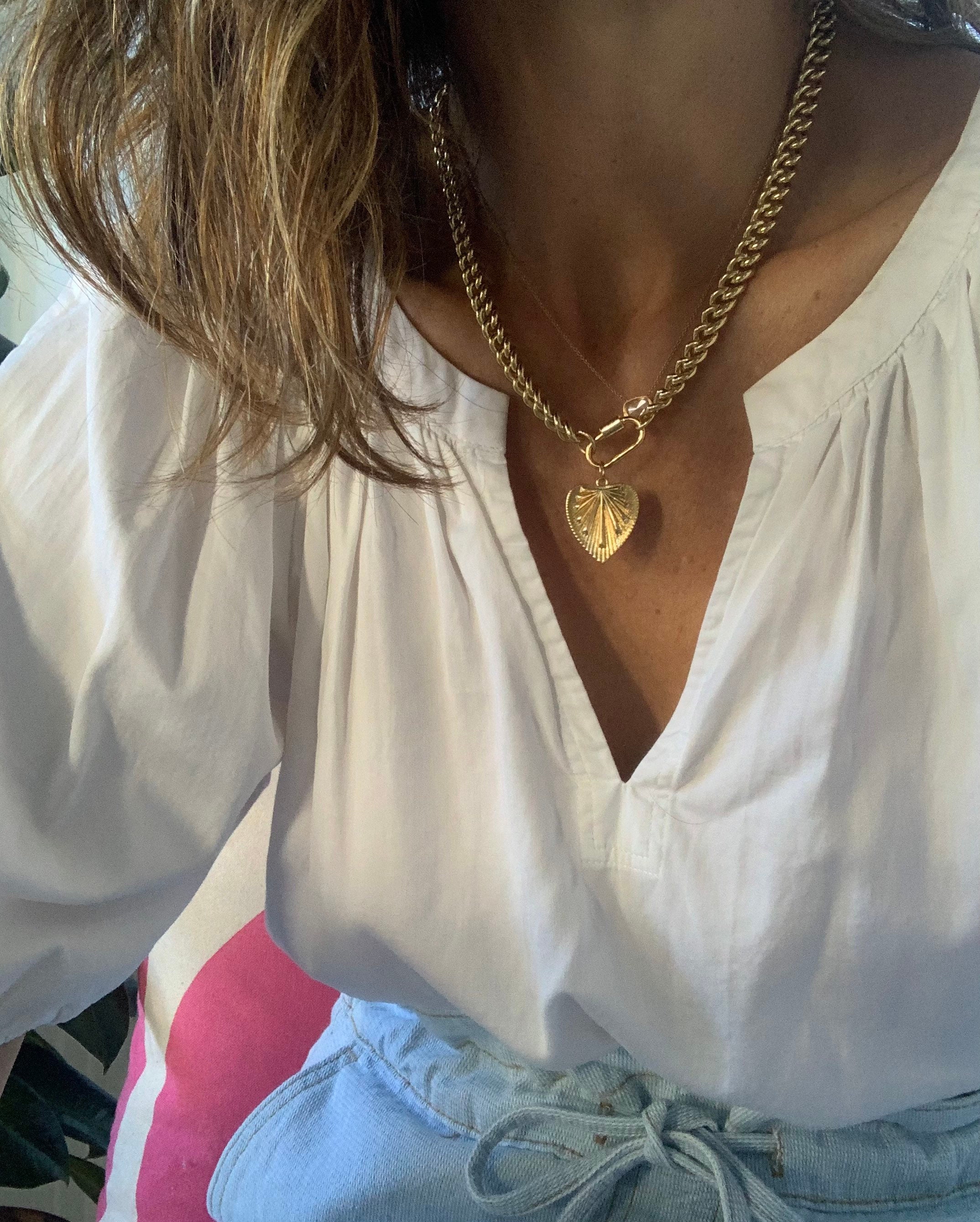 Necklace,gold Heart,sacred Heart,big Gold Heart,heart Charm,pendant ...