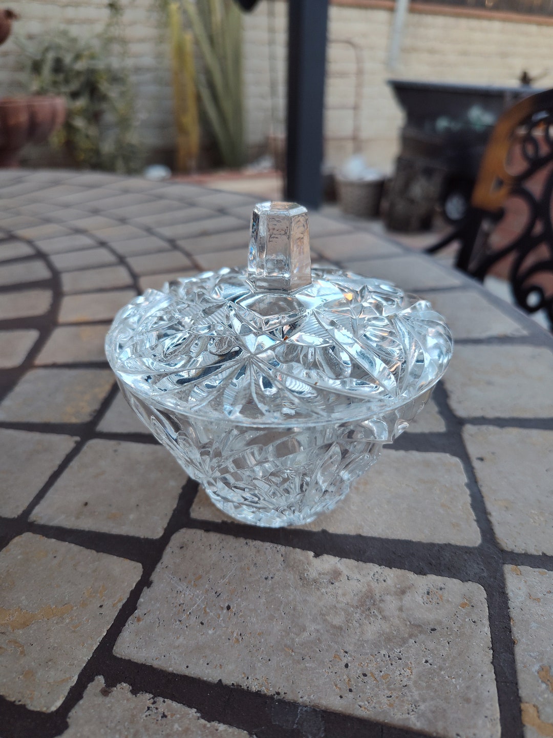 Vintage Pressed Glass Clear Candy Dish With Lid - Etsy