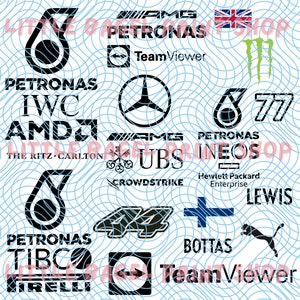 Mercedes Formula 1 Logo Decals for Mercedes Racer Suit SVG and Pngs ...