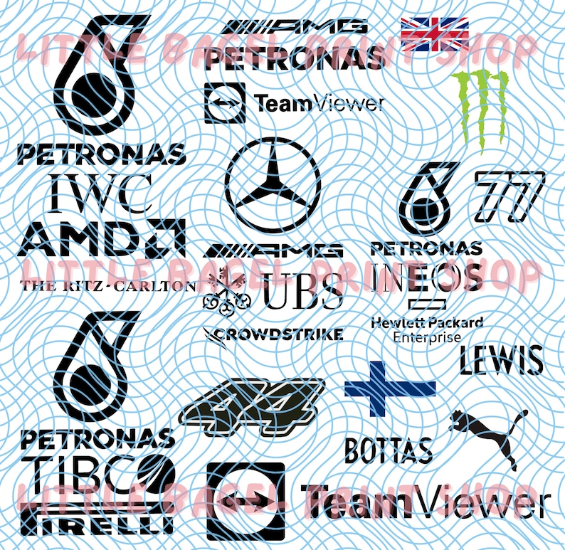 Mercedes Formula 1 Logo Decals for Mercedes Racer Suit SVG and Pngs ...