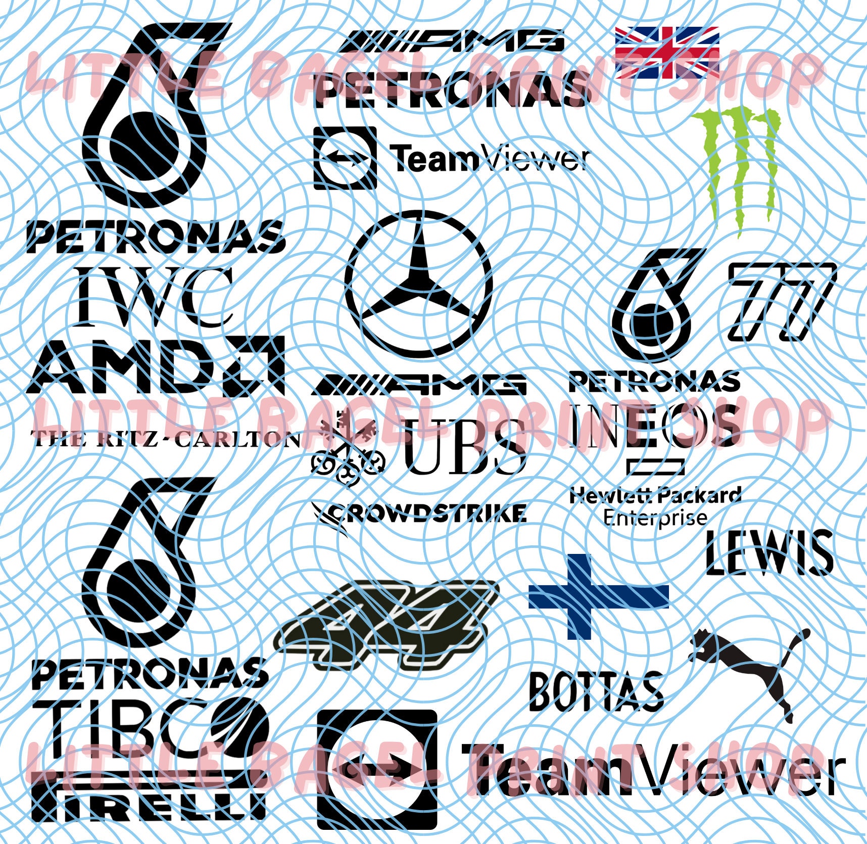 Mercedes Formula 1 Logo Decals for Mercedes Racer Suit SVG and Pngs ...