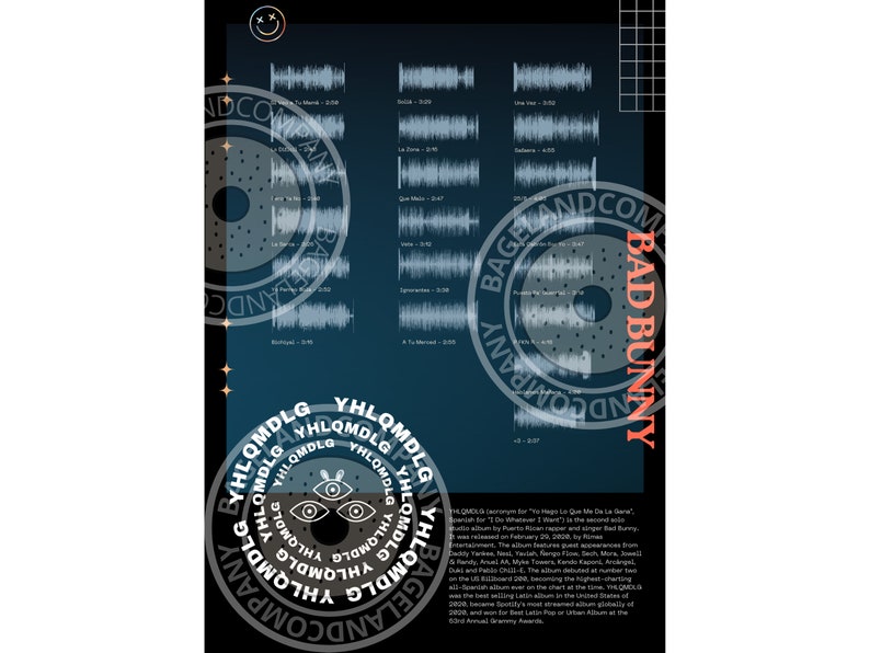 Bad Bunny YHLQMDLG Waveform Poster - Etsy