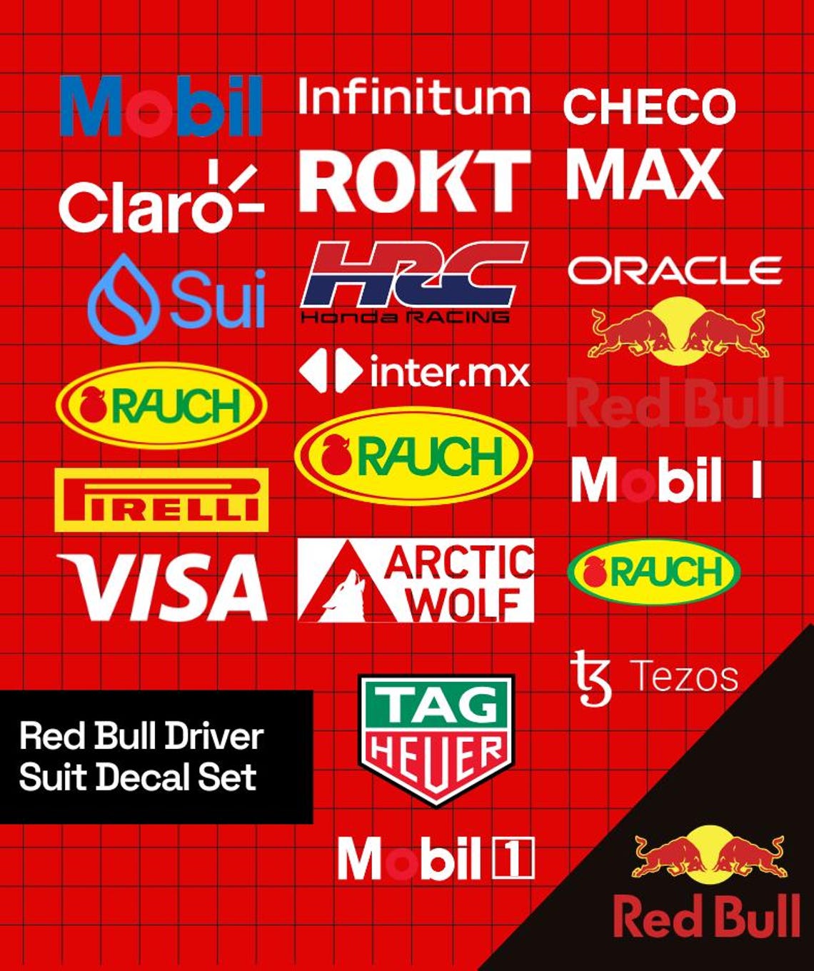 Red Bull Formula 1 Logo Decals for Red Bull Racer Suit SVG and Pngs ...