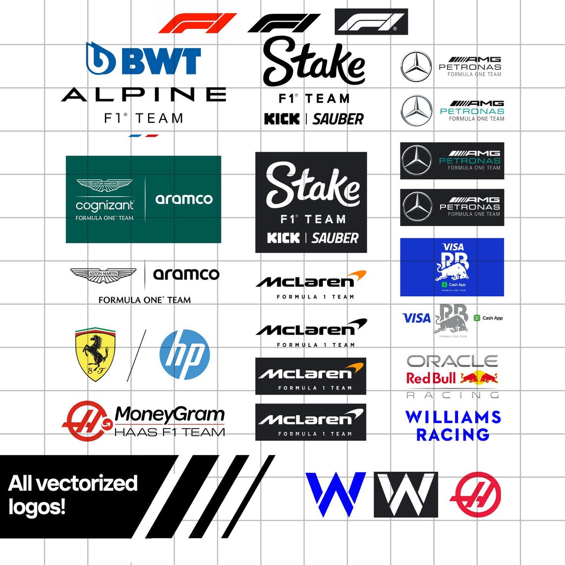 F1 Team Logos SVG PNG - Formula 1 Digital Logo Files - Ferrari, Red ...