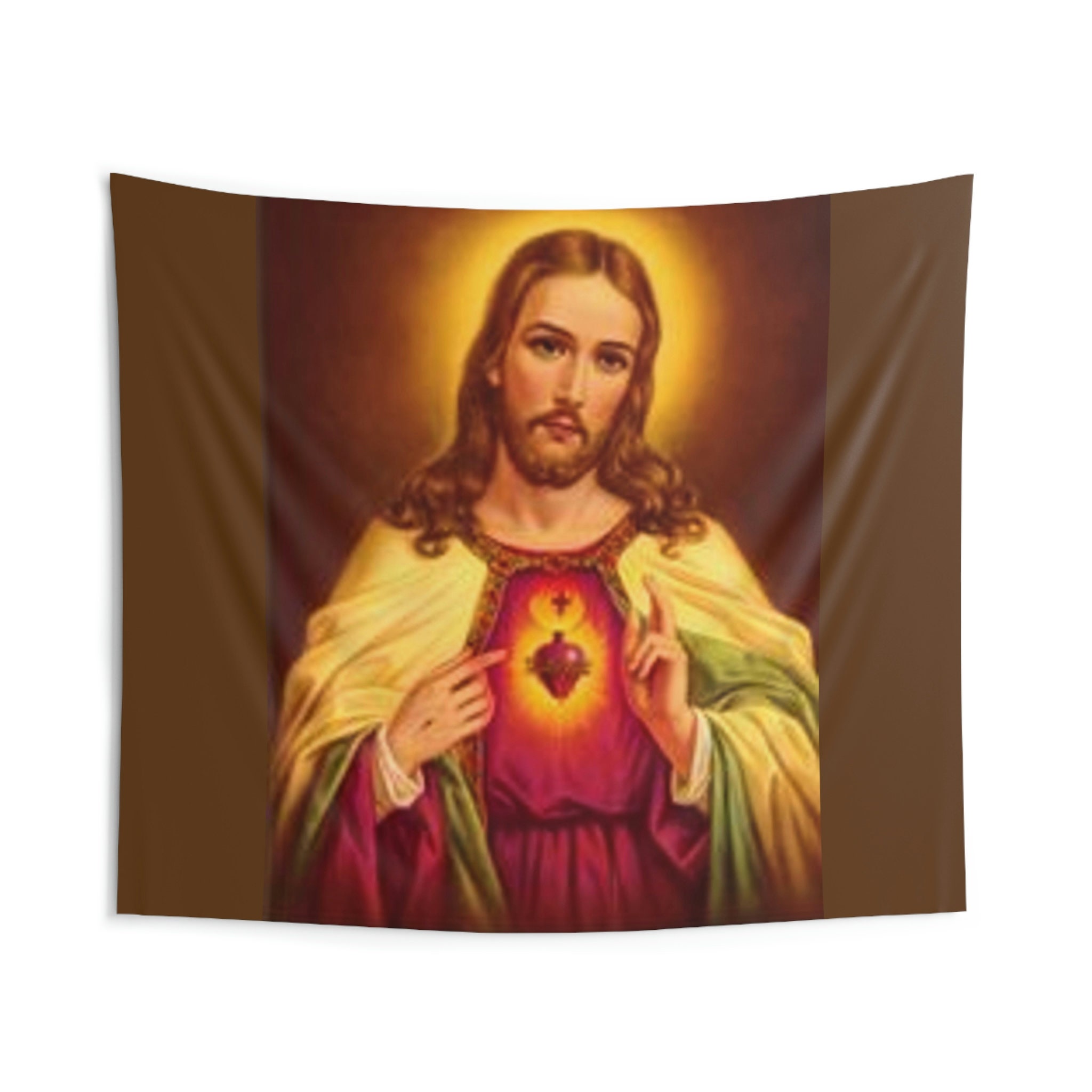 Sacred Heart of Jesus Indoor Wall Tapestries - Etsy