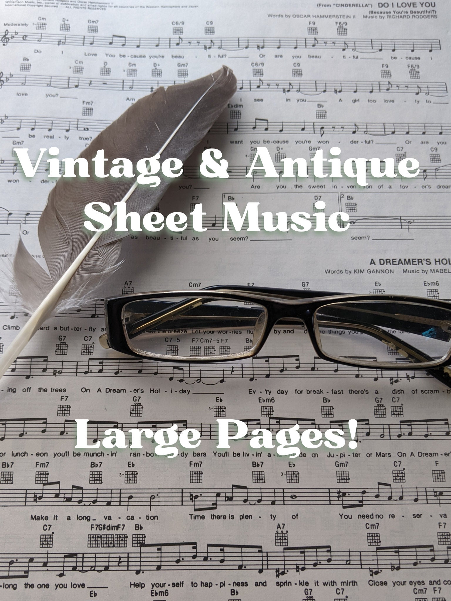 Vintage & Antique LARGE Sheet Music 20 Pcs Ephemera for Crafts, Wedding ...