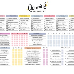 Editable Cleaning Schedule Printable, Monthly, Weekly, Yearly ...