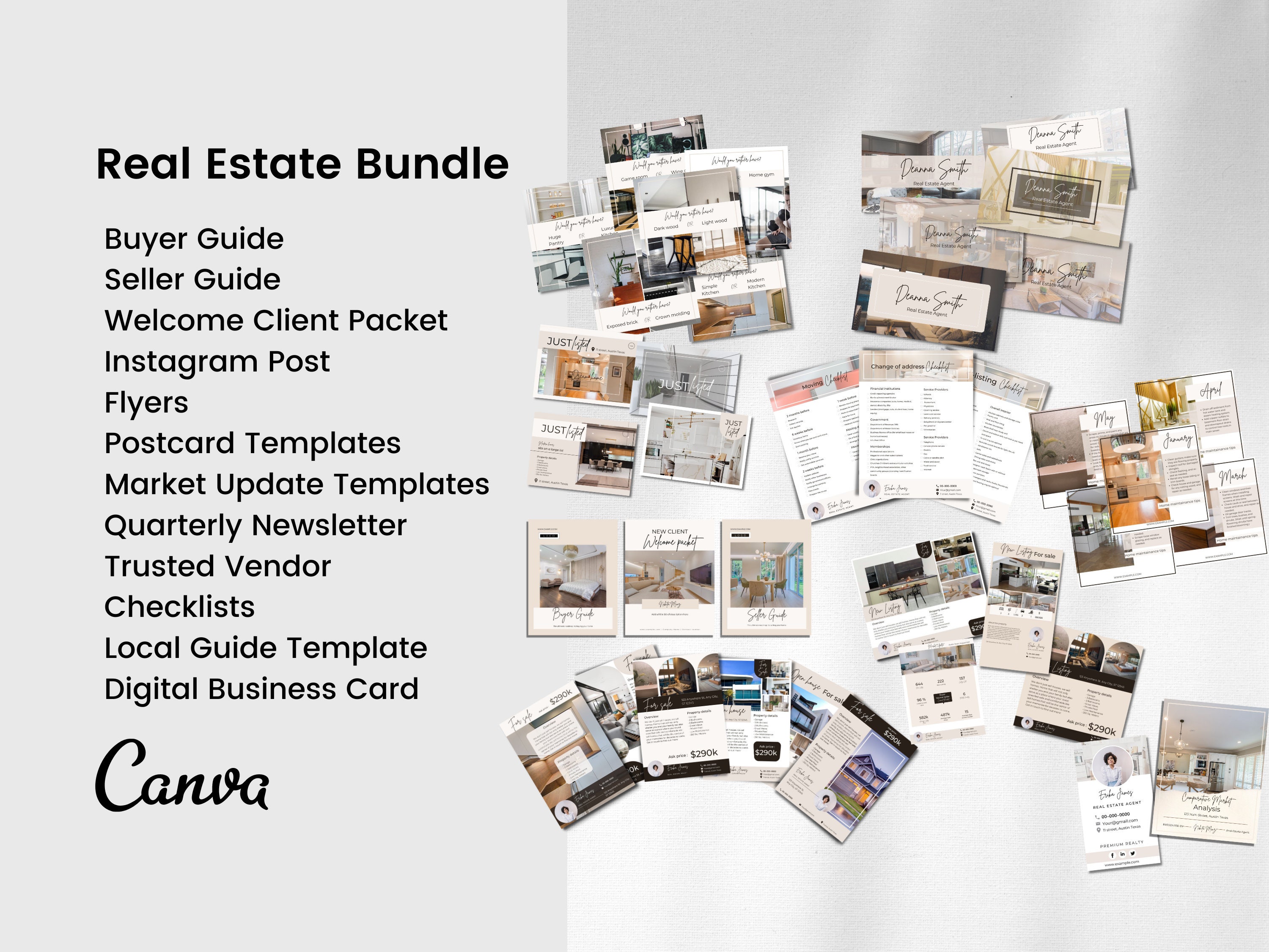Real Estate Marketing Templates, Real Estate Template Bundle, Canva ...