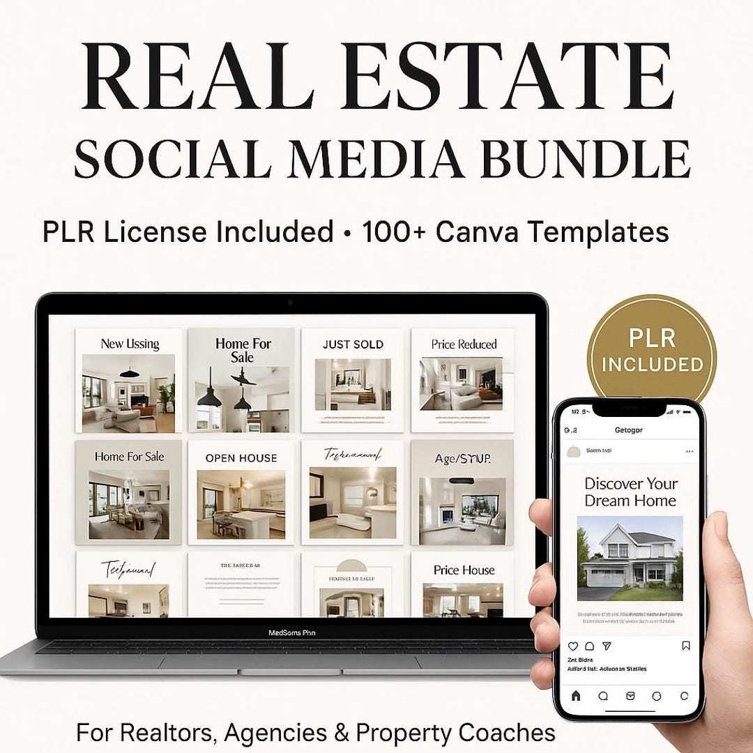 Real Estate Marketing Templates: Social Media Bundle (PLR) - Etsy