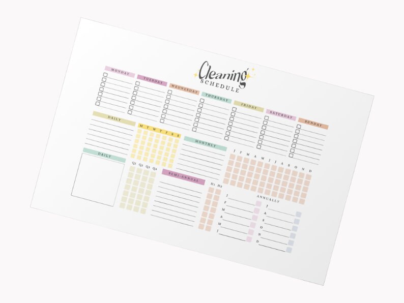Editable Cleaning Schedule Printable, Monthly, Weekly, Yearly ...