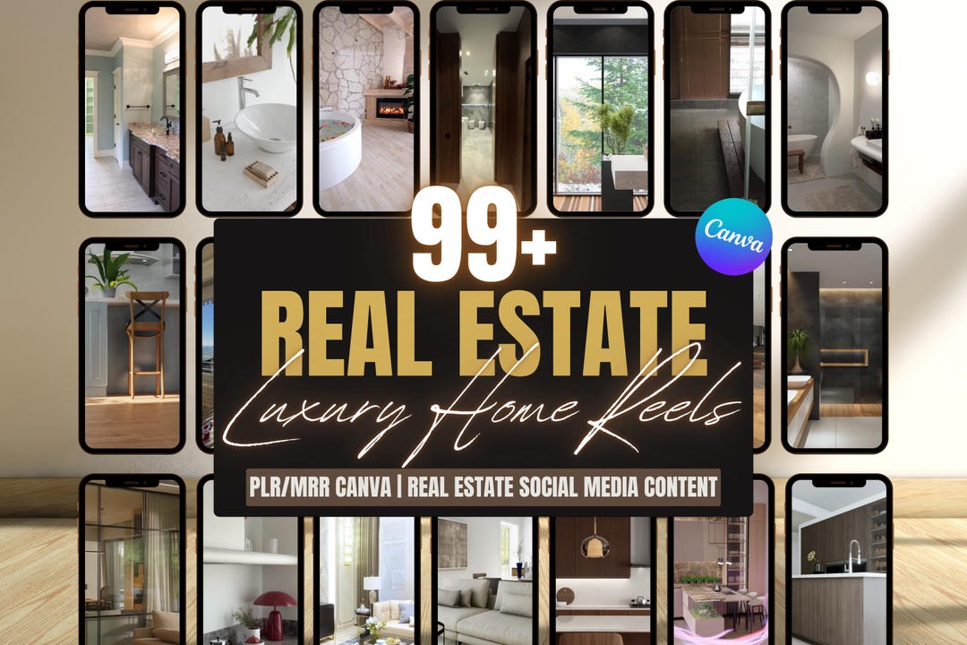 Luxury Real Estate Reels Bundle: Realtor Marketing, MRR PLR (canva ...