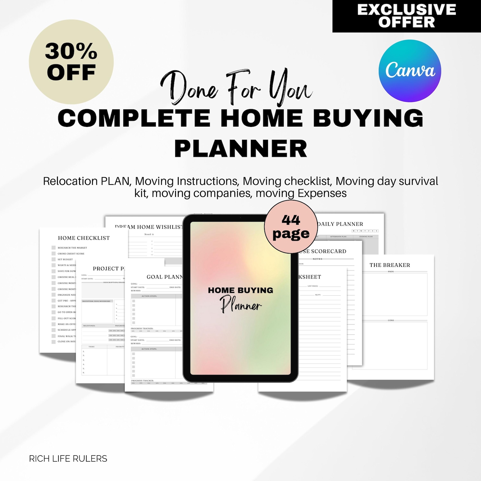 Home Buying Planner: First-time Homebuyers & Realtor Guide (44-page ...