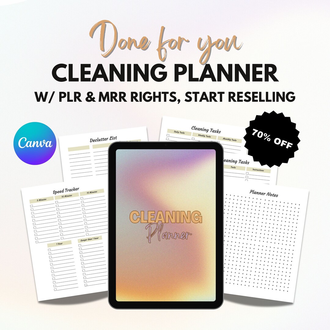 PLR and MRR Editable Cleaning Planner, Cleaning Checklist, Schedule ...