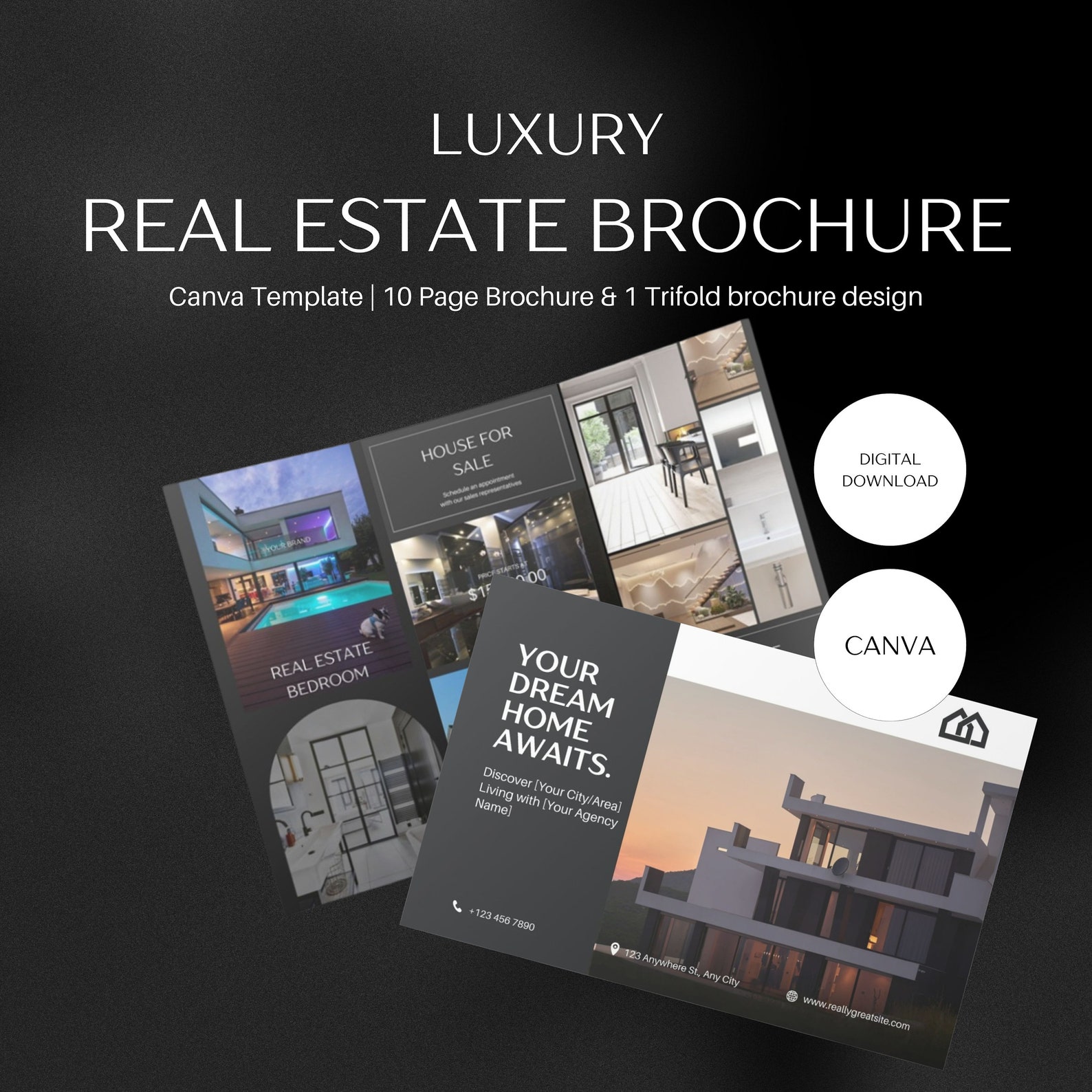 Luxury Real Estate Property Brochure Minimal Black & White Template in ...