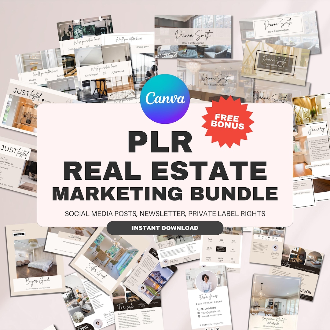 Real Estate PLR Canva Templates: Buyer & Seller Guides, Marketing ...