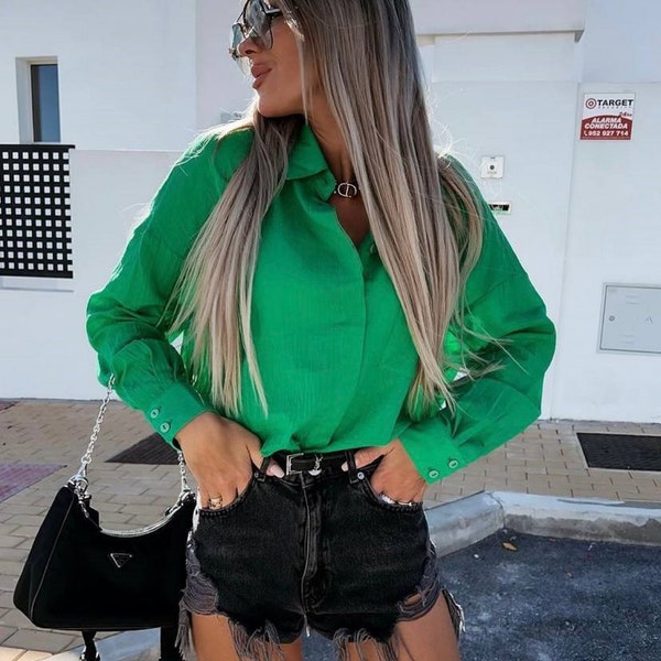Kelly Green Blouse - Etsy