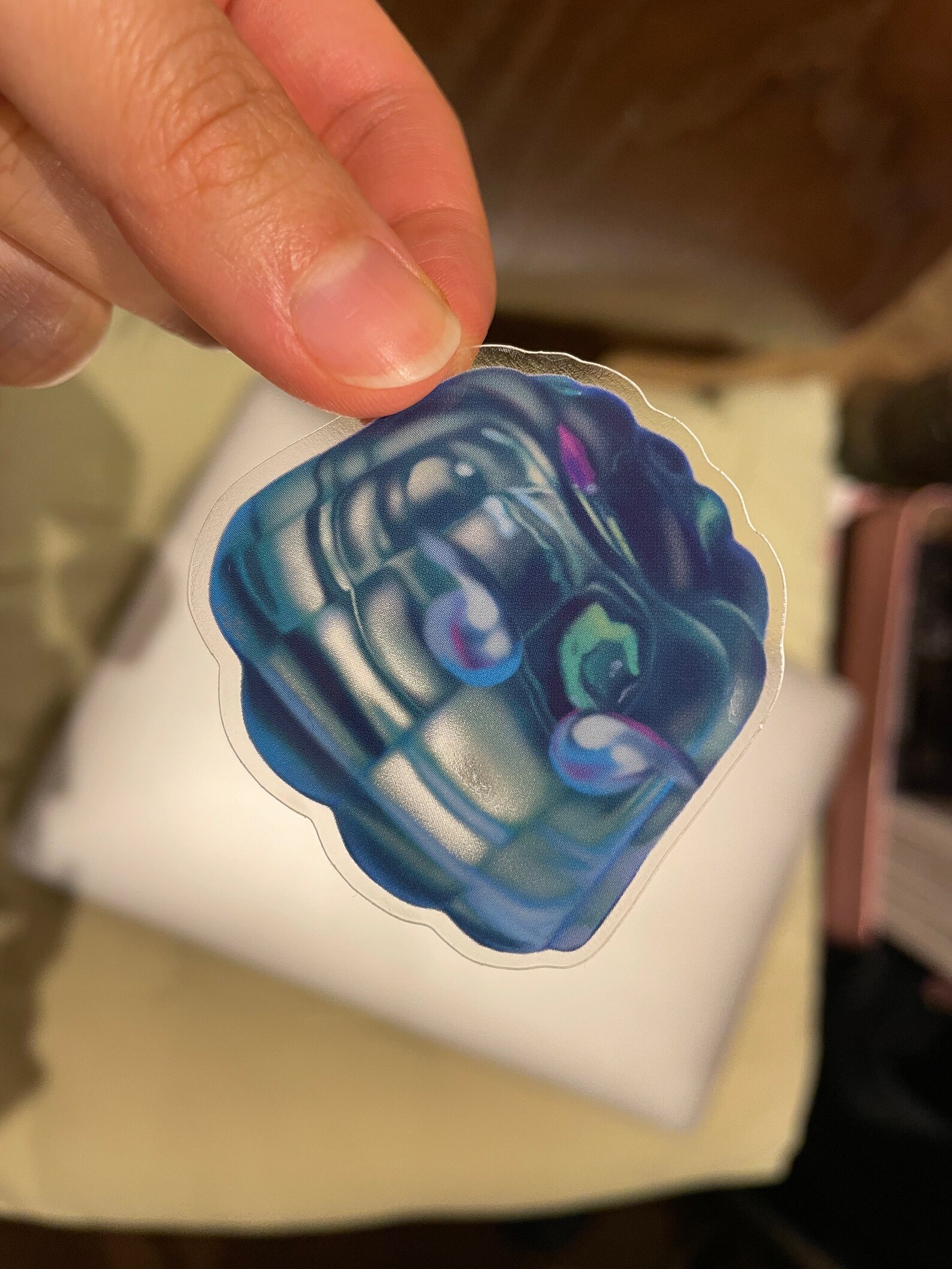 Big Blue Pudding Sticker, Transparent Glossy Sticker, Vinyl Sticker ...