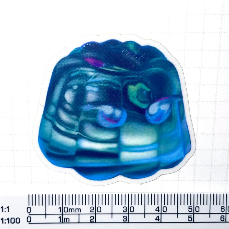 Big Blue Pudding Sticker, Transparent Glossy Sticker, Vinyl Sticker ...