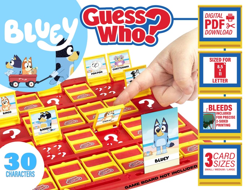 Bluey Guess Who Digital Download Printable Game Pieces For Etsy